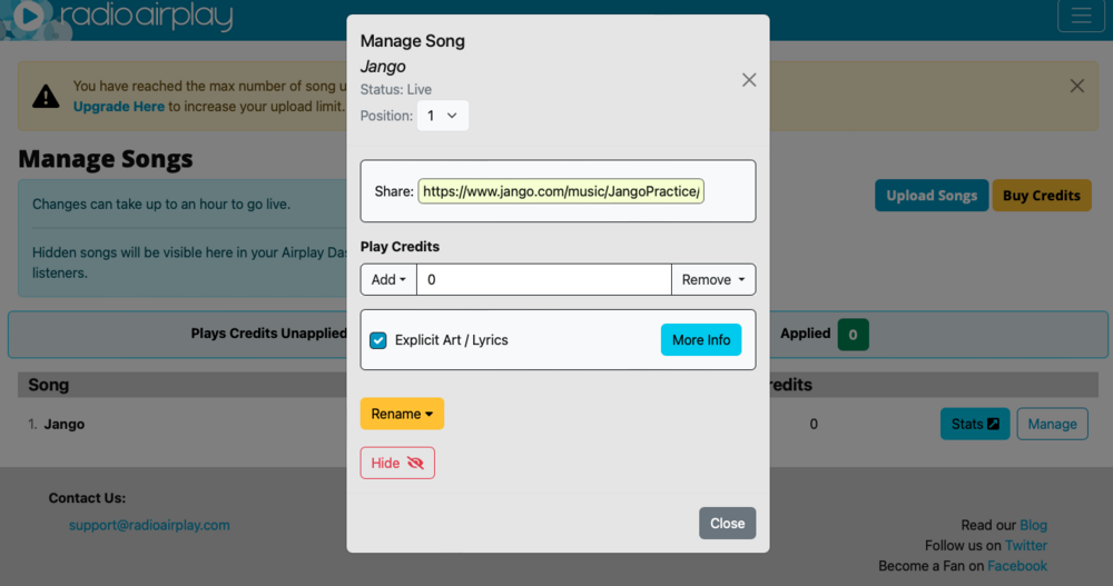 How Do I Remove A Song On My Account? | RadioAirplay Knowledge Base