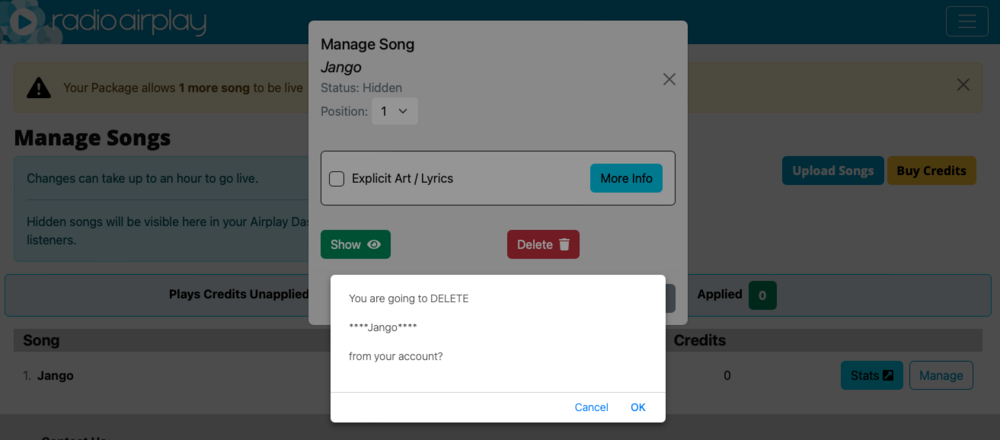 How Do I Remove A Song On My Account? | RadioAirplay Knowledge Base
