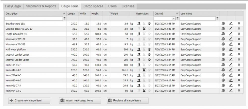 6. Is it possible to store a database of cargo items directly in the ...
