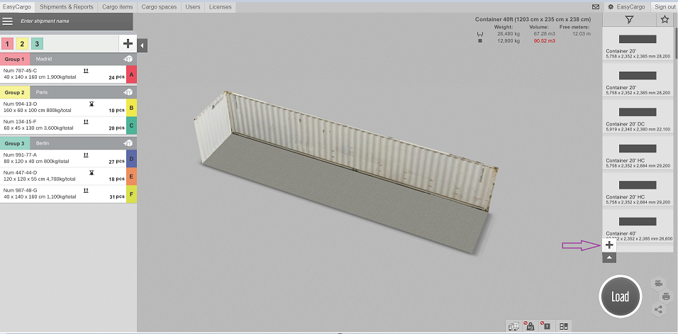 Choosing a Cargo Space | Help | EasyCargo