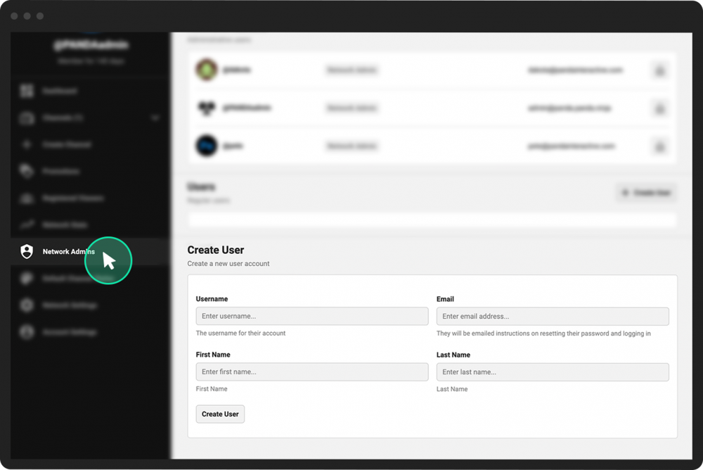 Invite and assign roles to a Channel Admin | PANDA Dashboard Admins