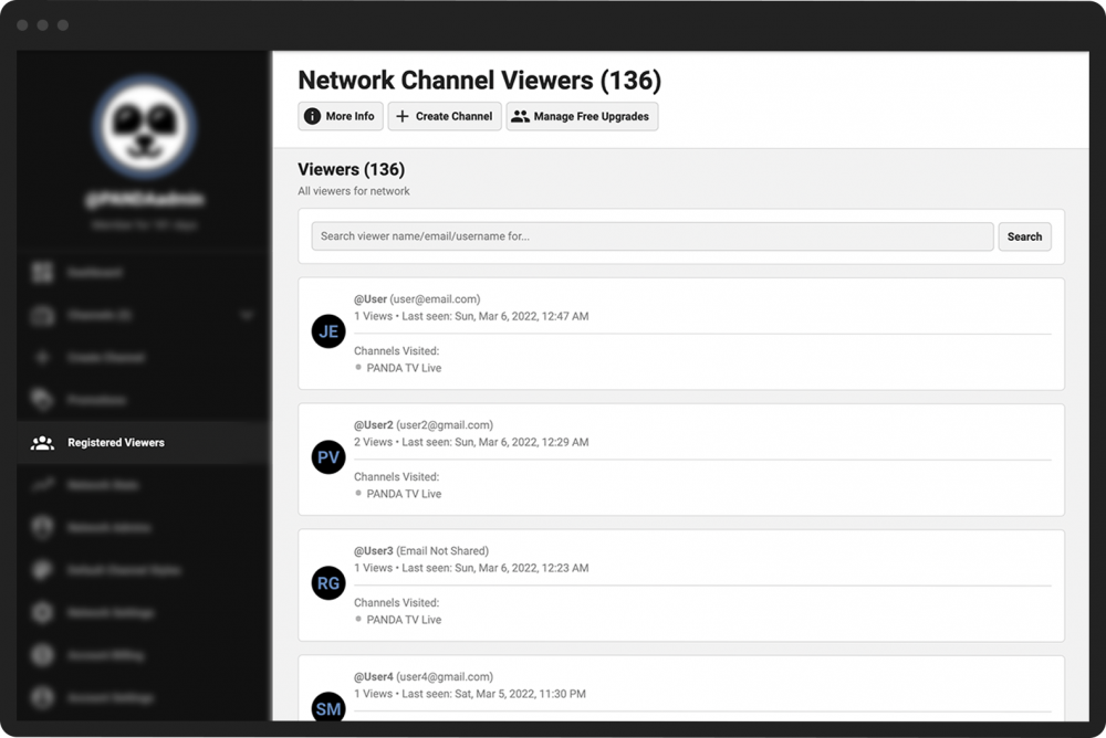 View your registered viewers and their profiles | PANDA Dashboard Admins