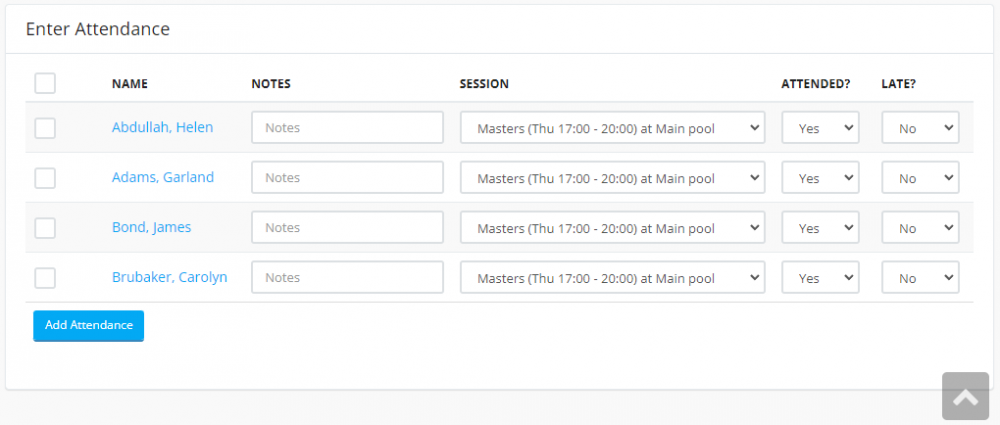Add Attendance By Group | SwimClub Manager