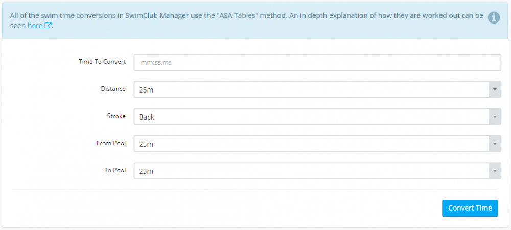 Convert Swim Times | SwimClub Manager