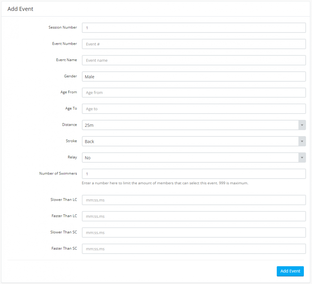 Event Templates | SwimClub Manager