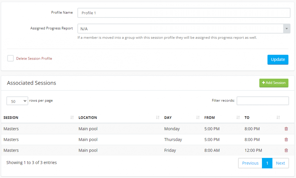 Session Profiles | SwimClub Manager