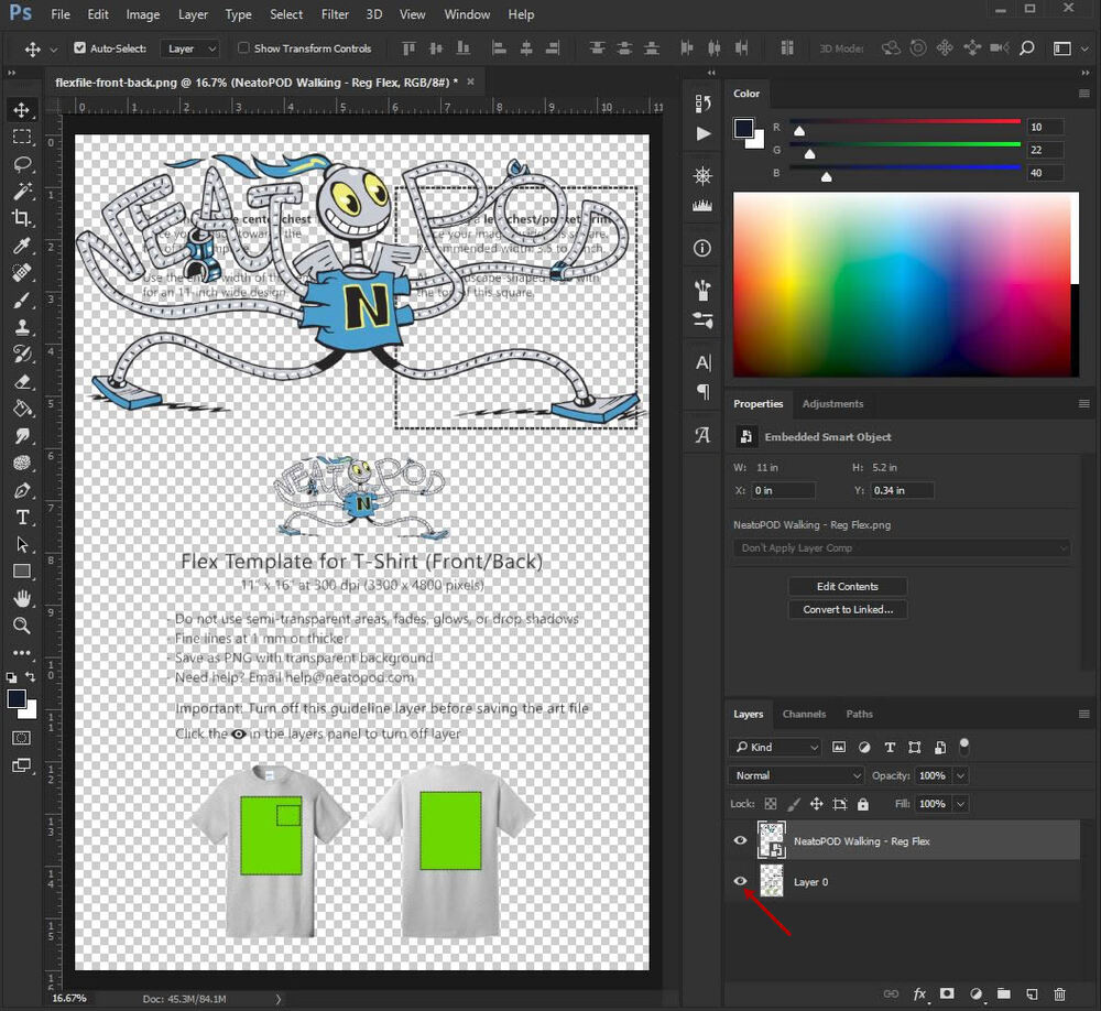 Using the Template to Create an Art File | NeatoPOD Support