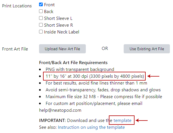 Using the Template to Create an Art File | NeatoPOD Support